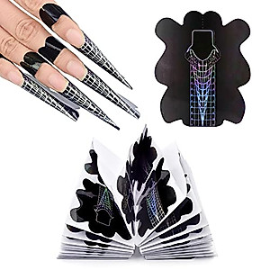 100pcs Nail Forms, Strong Black Nail Form Extension Sticker, Self-Adhesive Sticky Nail Tips Guide for UV Gel/Extension/Acrylic Nail Molds Builder for Salon (YZHT003)