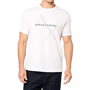A|X ARMANI EXCHANGE mens Crew Neck Logo Tee T Shirt, Quilted Logo White, Small US