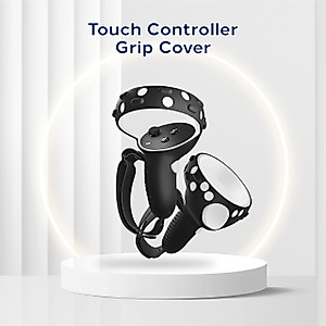 TNP Controller Grips for Oculus Quest 2 / Meta Quest 2 Knuckle Strap Black VR Touch Controller Hand Grip Cover Protector Sleeve with Anti-Throw Adjustable Straps