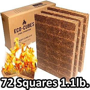 EasyGo Product Eco Cubes Fire Starter Squares Great Lighter for Chimney, Charcoal Grill, Fireplace, Campfire, Pellet Stove, Wood Stove - Qty 72