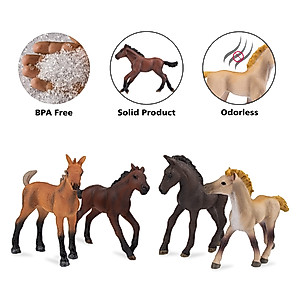 Toymany 8PCS 3-4" Horse Figurines Toy Set, Realistic Detailed Plastic Pony Figures Foal Animals Toy Playset, Cake Toppers Easter Eggs Christmas Birthday Gift Educational Toy for Kids Toddlers