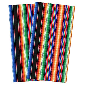 Chic Decor Home Kitchen Towels Mexican Serape Colorful Stripes Microfiber Absorbent Washable Soft Hand Dish Cleaning Cloth for Bathroom, 18 x 28 Inch, 2-PACK (WXHLTL-210708-SHZF00912WJGBCDH)
