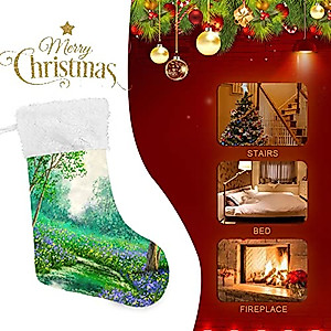 Kigai Christmas Stockings Silent Forest Large Candy Stockings Stuffers Kids Cute Xmas Sock Decorations 1PC for Home Holiday Party 12" x18"