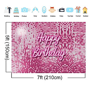 Ayayiya Pink Flash Square Birthday Backdrop Shining Sequins Shimmer Panels Wall Photography Background Princess Girl Sweet 16 18th Birthday Women 21st 30th 40th Birthday Decorations Photo Booth 7x5ft