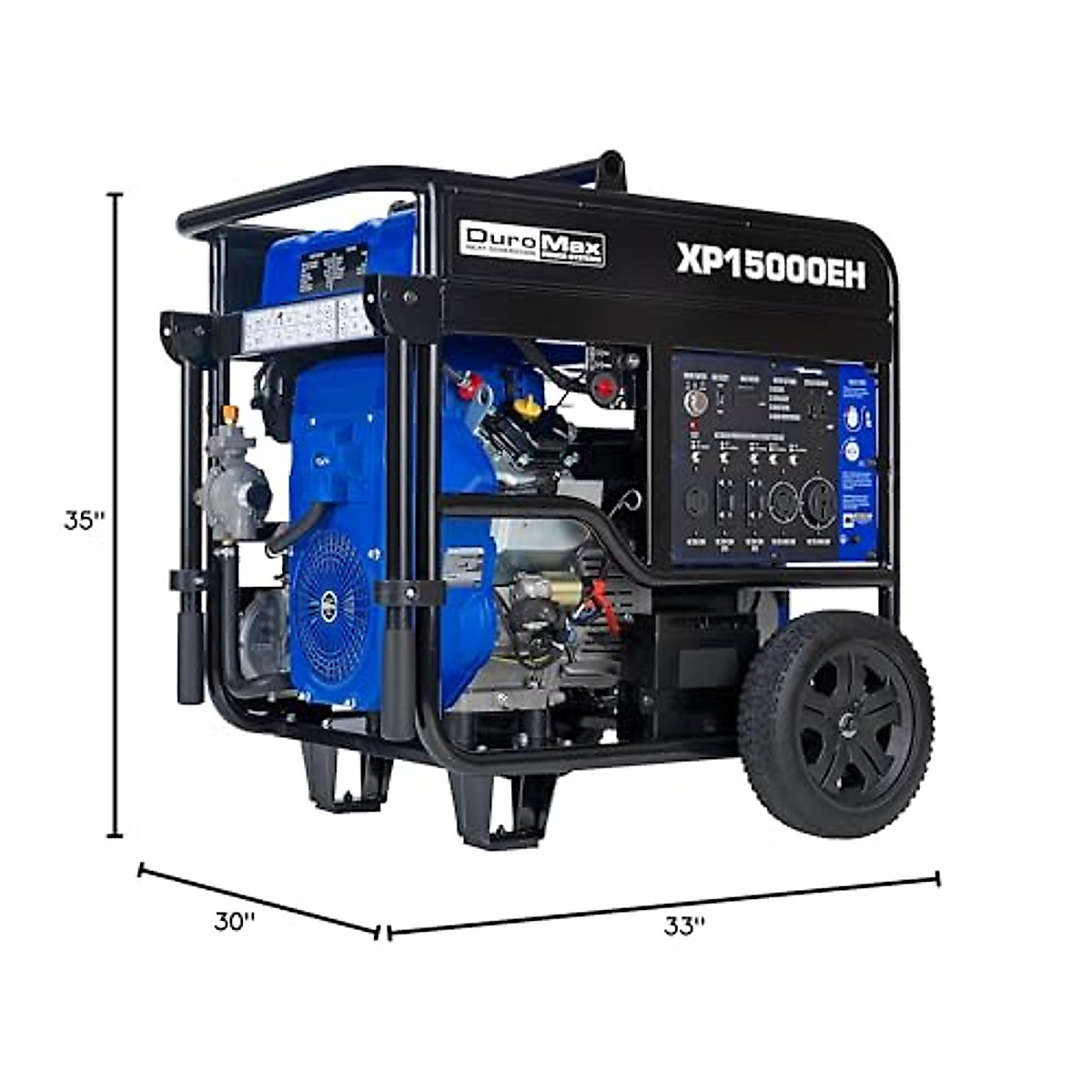 DuroMax XP15000EH Dual Fuel Portable Generator-15000 Watt Gas or Propane Powered Electric Start-Home Back Up & RV Ready, 50 State Approved, Blue and Black