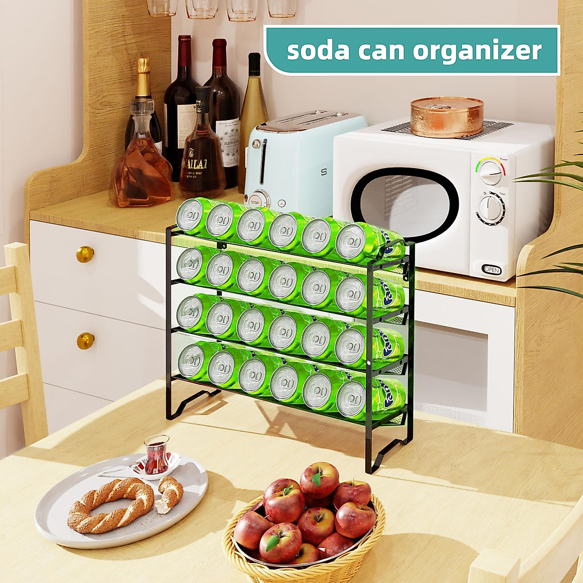 Simple Trending 2-Pack 4 Tier Spice Rack Organizer,Stackable Kitchen Counter Shelves,for Cabinet,Countertop,Pantry, Door or Wall Mount, Metal Mesh,(Jars not Included), Black