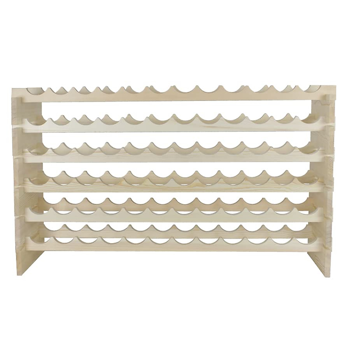 F2C Wood 72-Bottle Stackable Modular Wine Rack Wood Wine Cabinet Free Standing Wine Storage Organizer Display Shelf Wine Bottle Holder Kitchen Decor Classic Style, Wobble Free