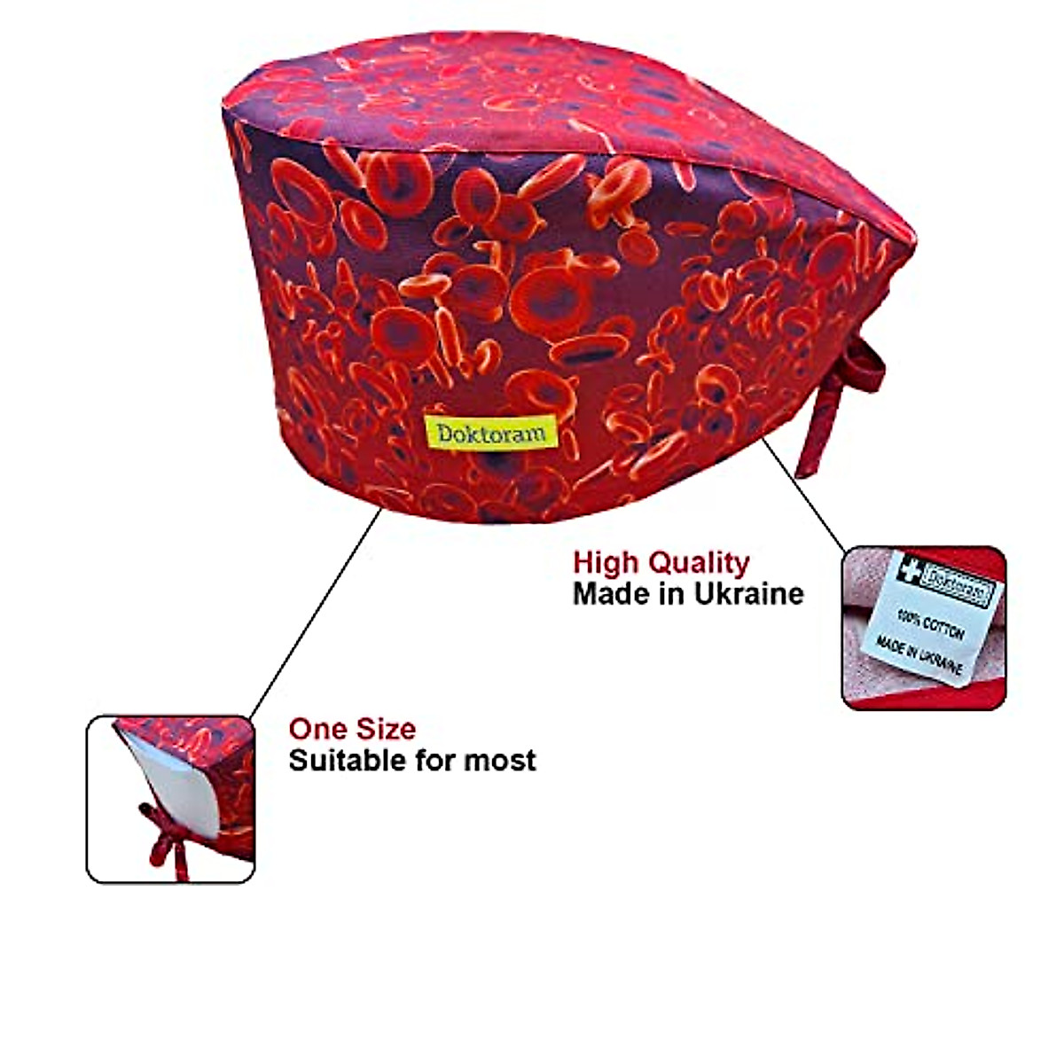 A Striking and Fashion-Forward Headwear with a Bold Skull Design and Red Platelet Accents