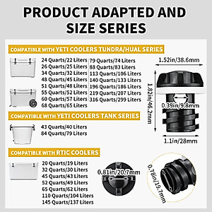 Cooler Plug for YETI, 2 Pack Cooler Drain Plug Compatible with YETI & RTIC Coolers Leak-Proof Plug Replacement for YETI Tundra Roadie Tank Coolers and RTIC Coolers