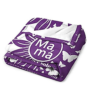 Mercuryelf Spanish Mom Blanket Gift, 40"x50" Flannel Fleece Blanket Throw, Feliz Dia de las Madres Regalos para Mamá en Español with Words of Encouragement,Hispanic Gifts for Mom from Daughter