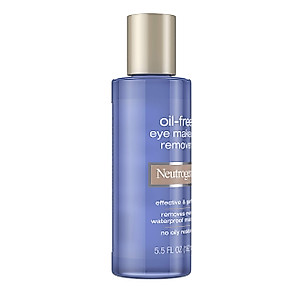 Neutrogena Oil-Free Liquid Eye Makeup Remover, Residue-Free, Non-Greasy, Gentle & Skin-Soothing Makeup Remover Solution with Aloe & Cucumber Extract for Waterproof Mascara, 5.5 fl. oz