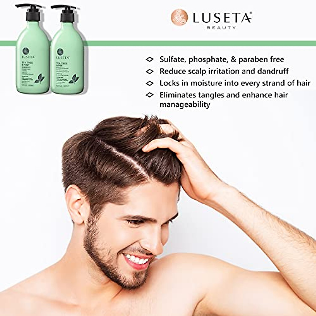 Luseta Tea Tree and Mint Conditioner Cleaning & Smoothing, Anti-Dandruff Conditioner 16.9 Oz, Sulfate Free & Paraben Free