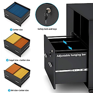 Tribesigns Large File Cabinet with Lock and Drawer, Modern Mobile Lateral Filing Cabinet Printer Stand Legal/Letter / A4 Size with Wheels and Storage Shelves for Home Office (Black)