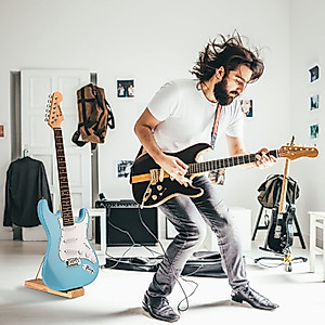 SUNYIN Electric Guitar Stand Bass Stand Wooden Floor Stand For Bass And Electric Guitar Minimalism Removable And Collapsible Oak Guitar Holder Stand Gifts for Electric and Bass Guitar Players