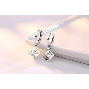 Crystalline Azuria White Zirconia Crystals Cube Set Pendant Necklace 18 inches Dangle Earrings 18K White Gold Plated