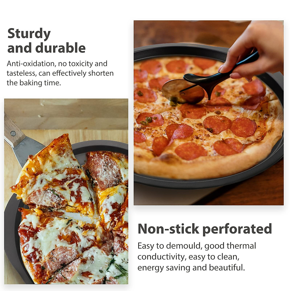 1pc Pizza Plate Pie Pan Small Pizza Pans Round Baking Pizza Tray Non Stick Donut Pan Baking Pan with Holes Bread Pizza Oven Pizza Baking Plate Sandwich With Ears 38c Carbon Steel