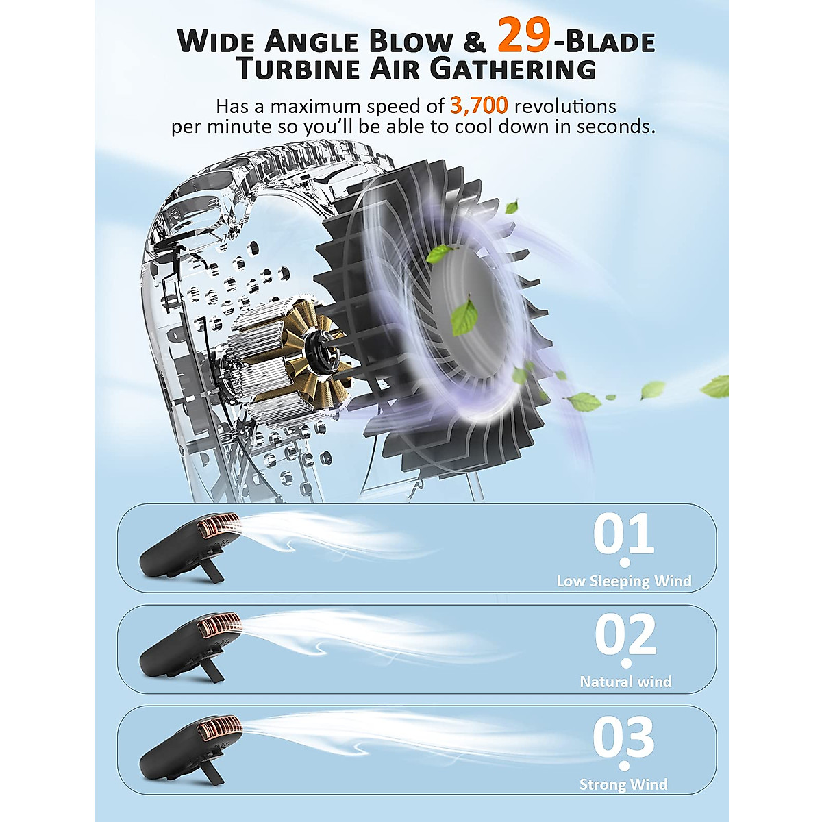 LtYioe Mini Fan Mini Handheld Fan Portable Fans USB Rechargeable, Personal Desk Fan Multifunctional with Strong Airflow, LED Smart Display and 3 Speed Adjustable for Outdoor Beach Home(Dark Black)