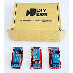 DIYables 3pcs Relay Module for Arduino, ESP32, ESP8266, Raspberry Pi, 1 Channel, 5V, High/Low Level Trigger