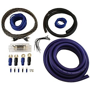 Harmony Audio Bundle Compatible with Universal Vehicle HA-A1500.1 3000 Watt Sub Amp with HA-AK0 3000W Amp Install Kit and HA-BT1 Battery Terminal Pair (2) 8GA & Ring Terminal New