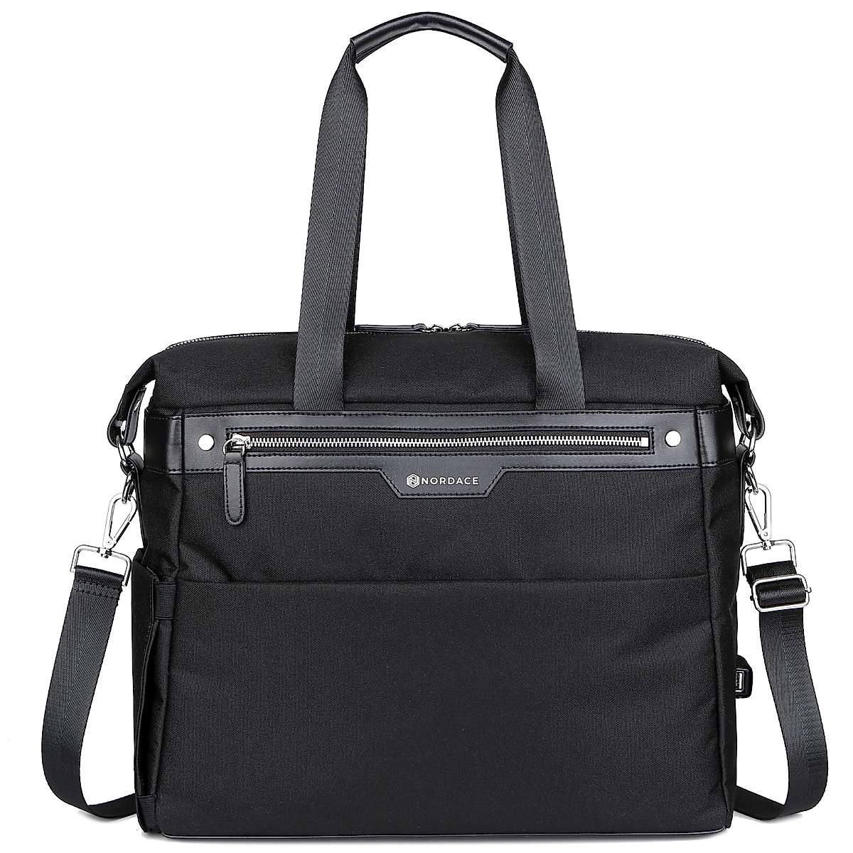 Nordace Hinz Tote Bag For Travel & Work with USB Charging Port, Water Resistant - Everyday Tote Bag (Black)