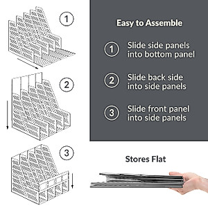 Alfion Collapsible Magazine Holder, 4 Vertical Slots | Modern Color Office Desk Organizer for File Storage (Charcoal Gray)