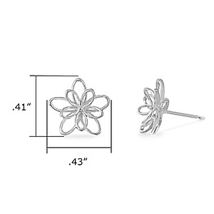 Boma Jewelry Sterling Silver Wire Flower Stud Earrings