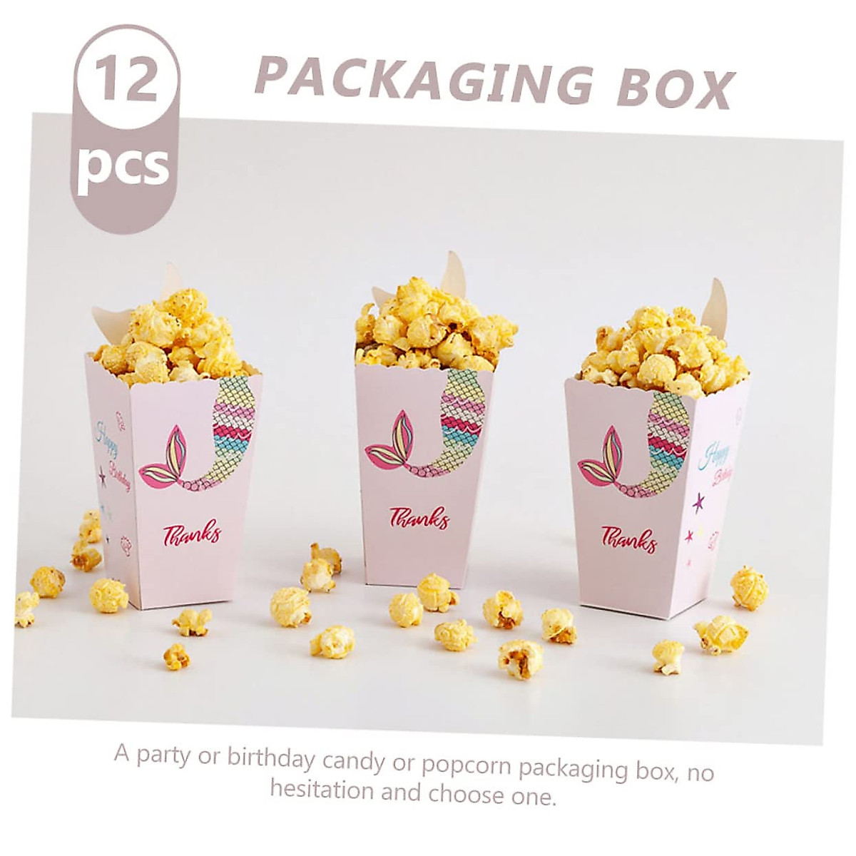 CIYODO 12pcs Boxes Mermaid Chip Box Snack Paper Cones Popcorn Containers Boxes Party Snack Container Poppin Popcorn Food Containers Boom Chicka Popcorn Snacks Container Popcorn Cartons