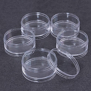 Exceart Craft Beading Case 5 Layer Clear Plastic Box with Lid Stackable Round Box for Beads Crafts Earring Jewelry Findings Commemorative Coin Nail Art Rhinestones Boxes