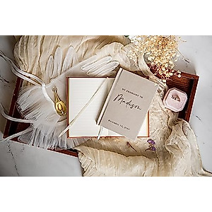 Vow Books Set of 2 (Promises Design) - Custom Hard Cover Luxury Modern Wedding Ceremony or Vow Renewal Booklets, Bride Groom Gifts, Engagement Party or Reception Speech Notes