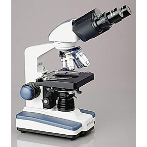 AmScope B120C-WM Siedentopf Binocular Compound Microscope, 40X-2500X Magnification, Brightfield, LED Illumination, Abbe Condenser, Double-Layer Mechanical Stage, Includes Book