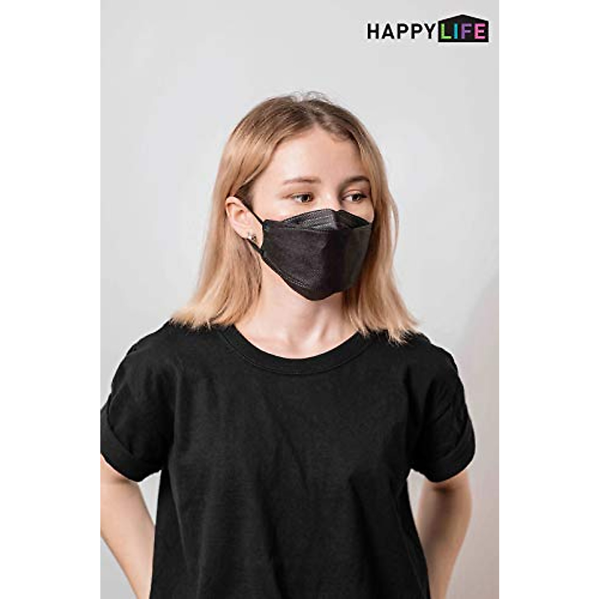 (20PCS) Black Disposable KF94- Face Masks 4-Layer Filters Breathable Comfortable Nose, Good Day, Dust Mask, Black KF94 Masks Made in Korea.