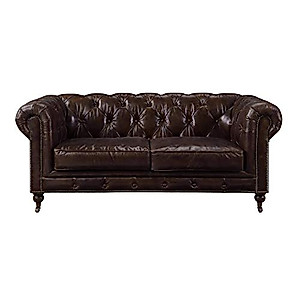 Acme Furniture Aberdeen Love Seats, Vintage Brown Top Grain Leather