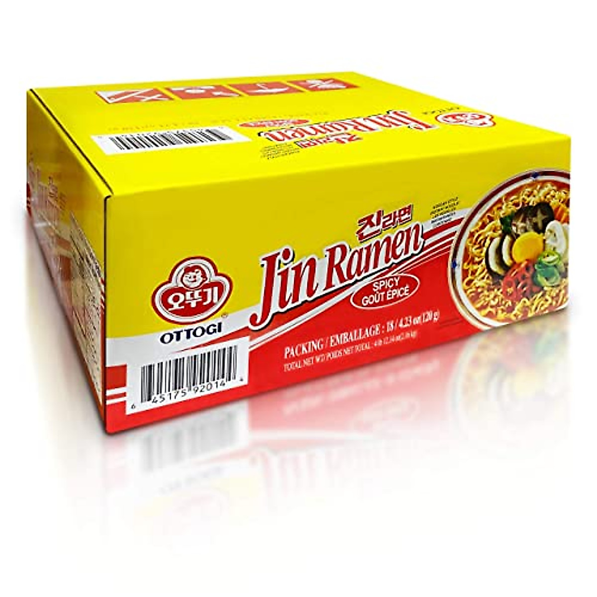 [OTTOGI] Jin Ramen, Spicy Flavor - Korean Instant Ramen Noodle, Best Tasting Soup Traditional Instant Ramen (120g) -18 Pack