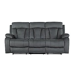 Blackjack Furniture Elton Microfiber Reclining Modern Living Room Loveseat, Sofa, Gray