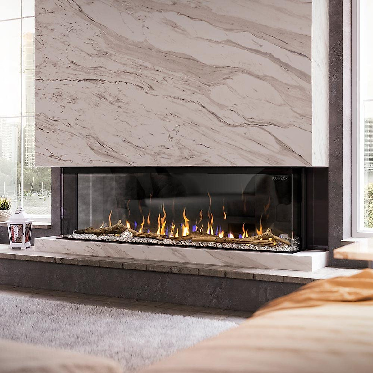 Dimplex IgniteXL Bold 60-in Built-in Linear Modern Electric Fireplace with Multiple Display Options, Multi-Colored Flames | with Crystals and Driftwood Logset, Model: XLF6017-XD