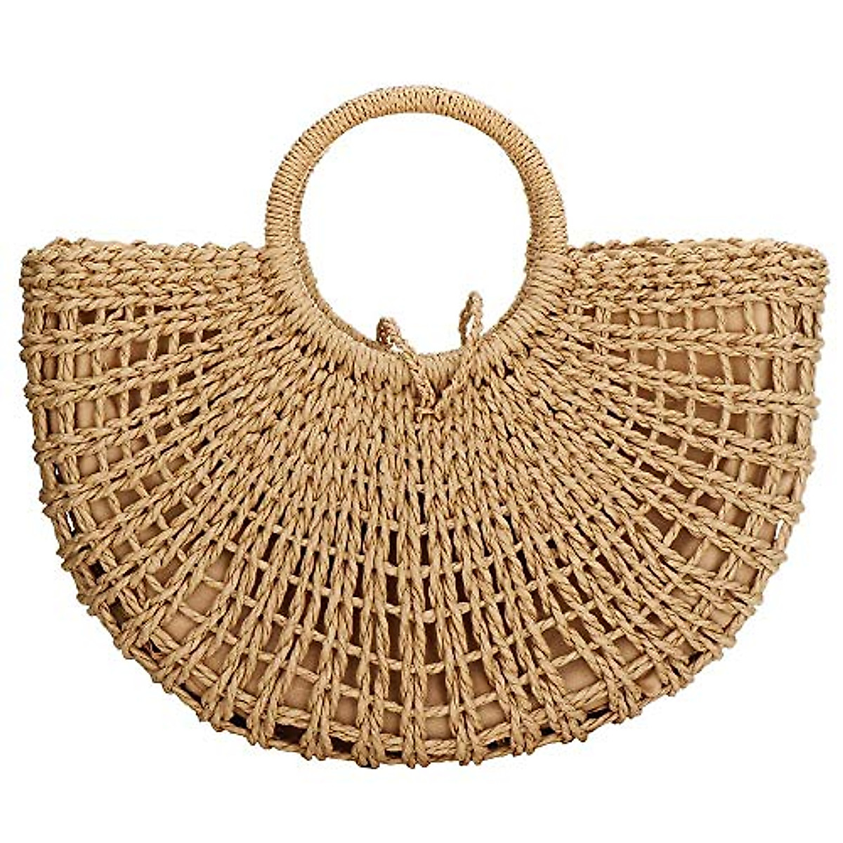 YYW Straw Bag for Women Rattan Purse Handwoven Tote Summer Beach Shoulder Bag (Khaki)