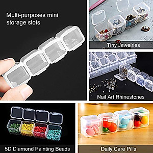 Terokota 3Pack 28 Grids Diamond Art Containers, Diamond Painting Bead Storage Box, Diamond Embroidery Gem Organize Case with 112Pcs Stickers