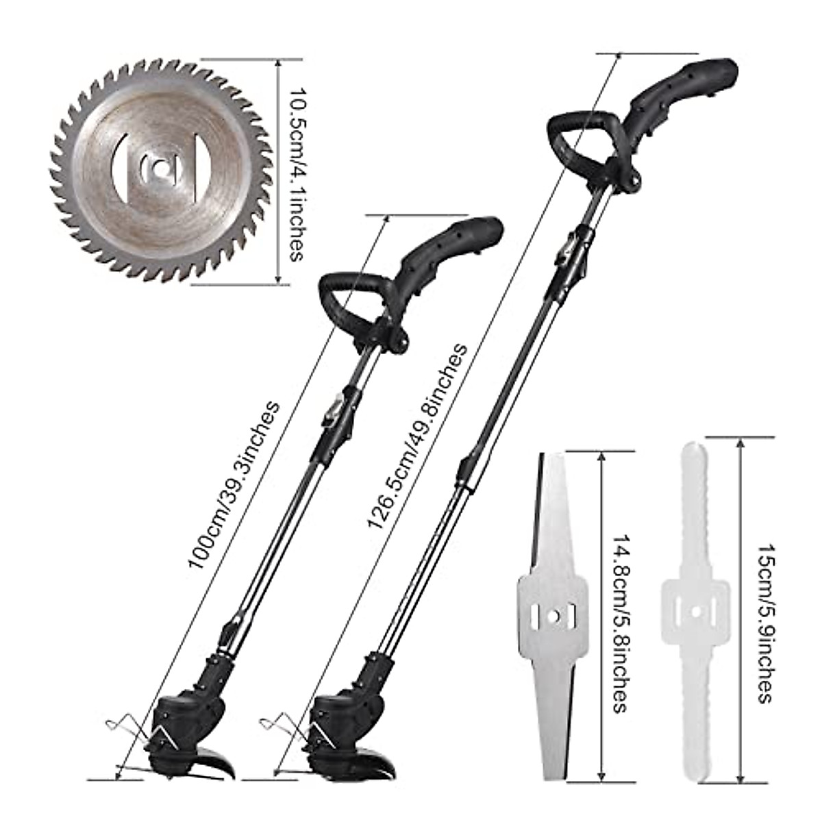 Ailgely Cordless Grass Trimmer Weed Wacker 12V Weed-Wacking Machine Lightweight Adjustable Height Metal Cutting Blade for Garden and Yard Bush Mowing Grass Lawn Pruning