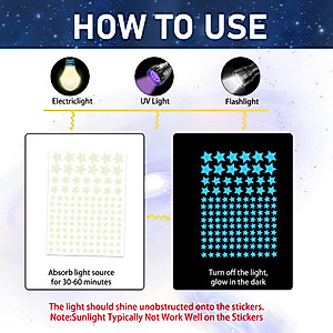 421Pcs Glow in The Dark Stars Ceiling Stars Glow in The Dark Space Planet Universe Galaxy Wall Decals Ultra Glow in The Dark Wall Stickers for Boys Girls Kid Bedroom Living Room Decor Christmas Gift