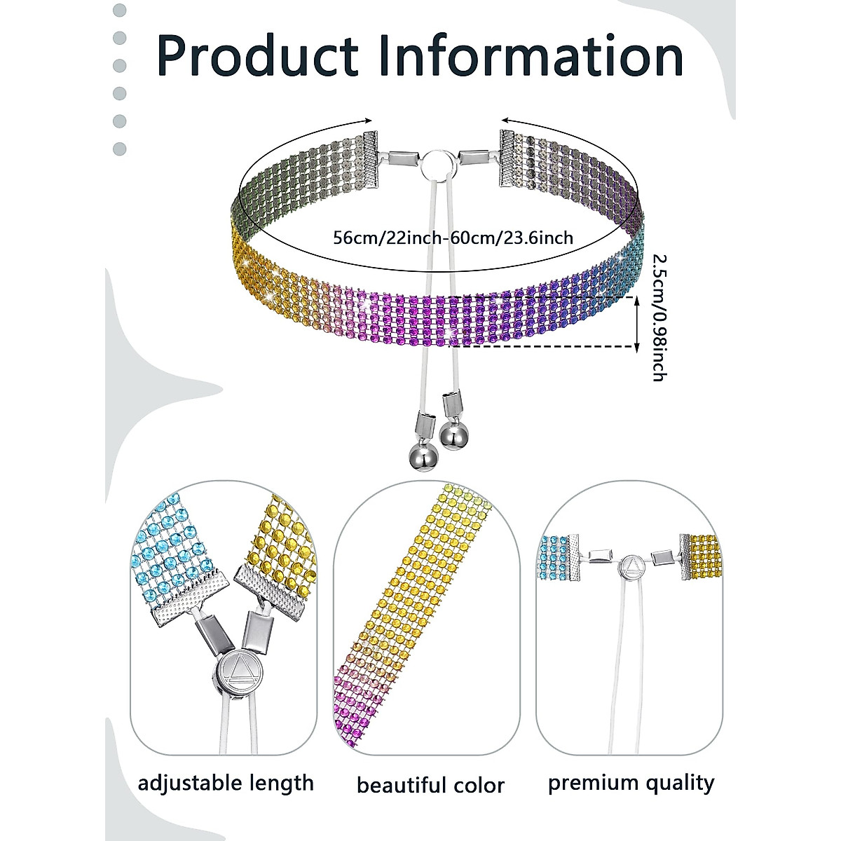 Crowye 4 Pcs Rhinestone Stretchable Hat Bands for Cowboy Women Panama Hat Belt Bling Western Hat Accessories Adjustable Hat Jewelry (Gold,Silver,Dazzling,Black)