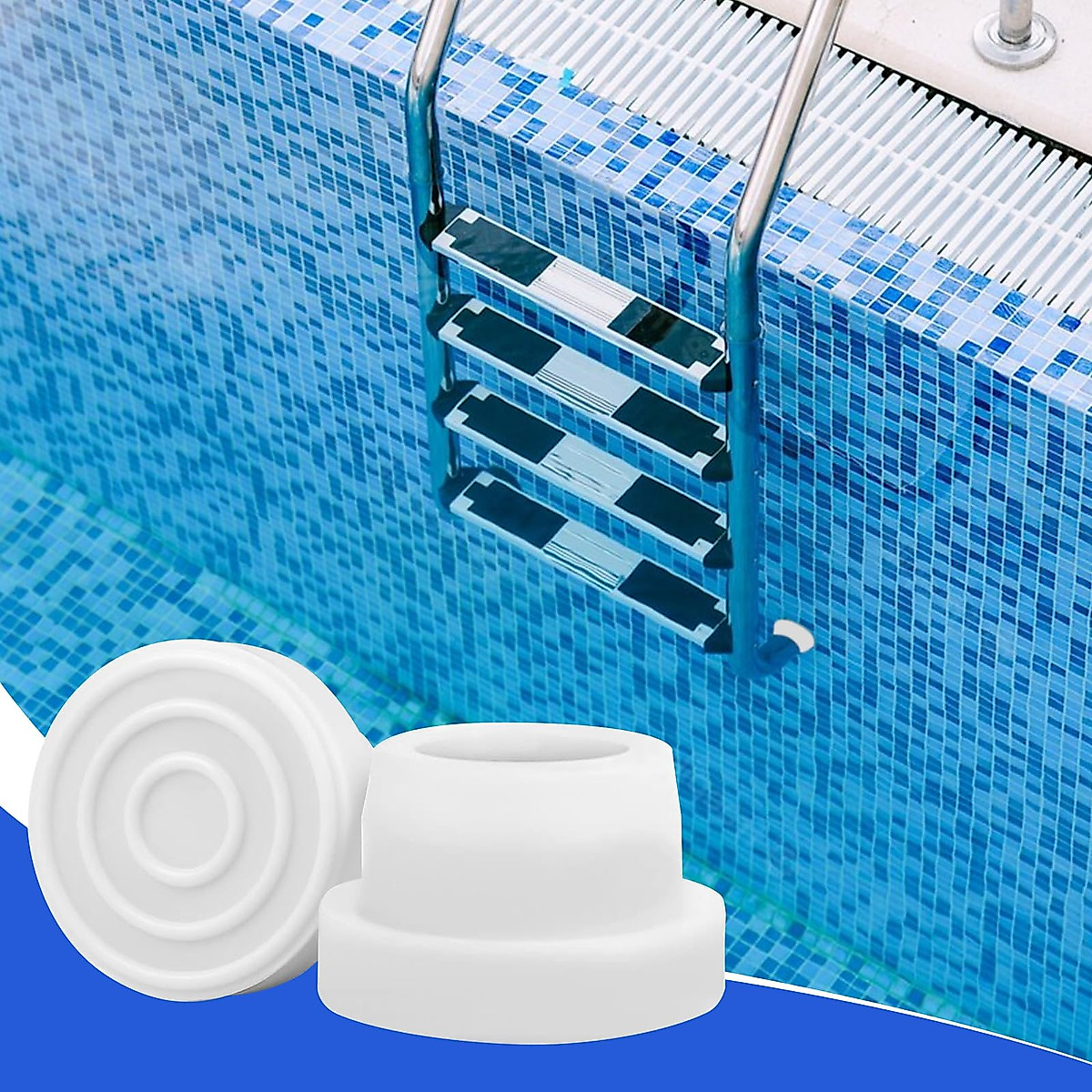 Pool Ladder Bumpers for Inground Pool - Pool Ladder Plugs Fits 1.9” Swimming Pool Ladder Tubing - Steps Inside Plug Caps for Protect Swimming Pool Liner, Rubber Ladder Foot Cover (4Pack)