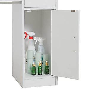 usikey Large Vanity Set with Large Lighted Mirror, Modern Makeup Vanity Table with 3 Drawers, 2 Storage Cabinets & 10 LED Bulbs, Dressing Table with Cushioned Stool for Women, Bedroom, White