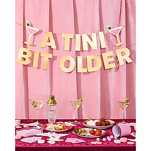 xo, Fetti A Tini Bit Older Gold Foil Banner - 5 Ft. | Martini Decoration, Birthday Party Sign, Casino Decor, Girl Cocktail Backdrop, Vegas Photo Booth Background