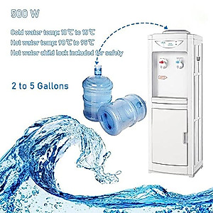 Comft Top Loading Water Cooler Water Dispenser - Cold & Cool Water, Child Safety Lock, 5 Gallon Water Dispenser for Home Office School Kitchen with Storage Cabinet, White (RR1)