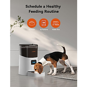 WOPET 6L Automatic Cat Feeder,Wi-Fi Enabled Smart Pet Feeder for Cats and Dogs,Auto Dog Food Dispenser with Portion Control, Distribution Alarms and Voice Recorder Up to 15 Meals per Day (White)