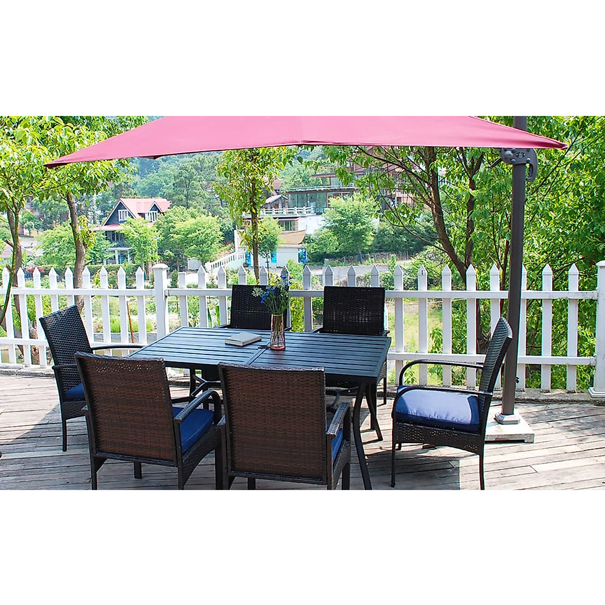 SAILARY Wicker Patio Dining Chairs with Padded Cushions, Outdoor Rattan Chairs with Armrest Support 350 lb Set of 6