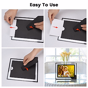 Serwrsw Glass Picture Frame for 5x7 inch Photo, 4 Pack Clear Frame with Black Stripe Decor, Vertical or Horizontal on Tabletop