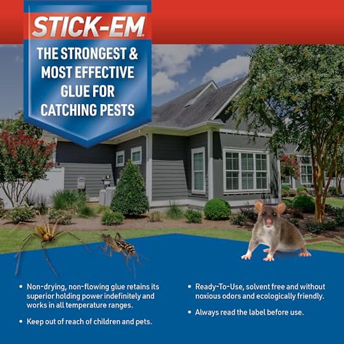 JT Eaton 154 Stick-Em Mini Mighty Glue Boards - Heavy Duty, No-Mess, Child & Pet Safe, 2-Pack