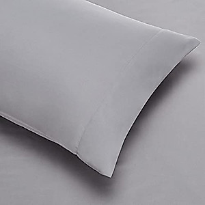 Amazon Basics Lightweight Microfiber Bed-in-a-Bag Comforter 7-Piece Bedding Set, Full/Queen, Gray Calvin Stripe, Striped