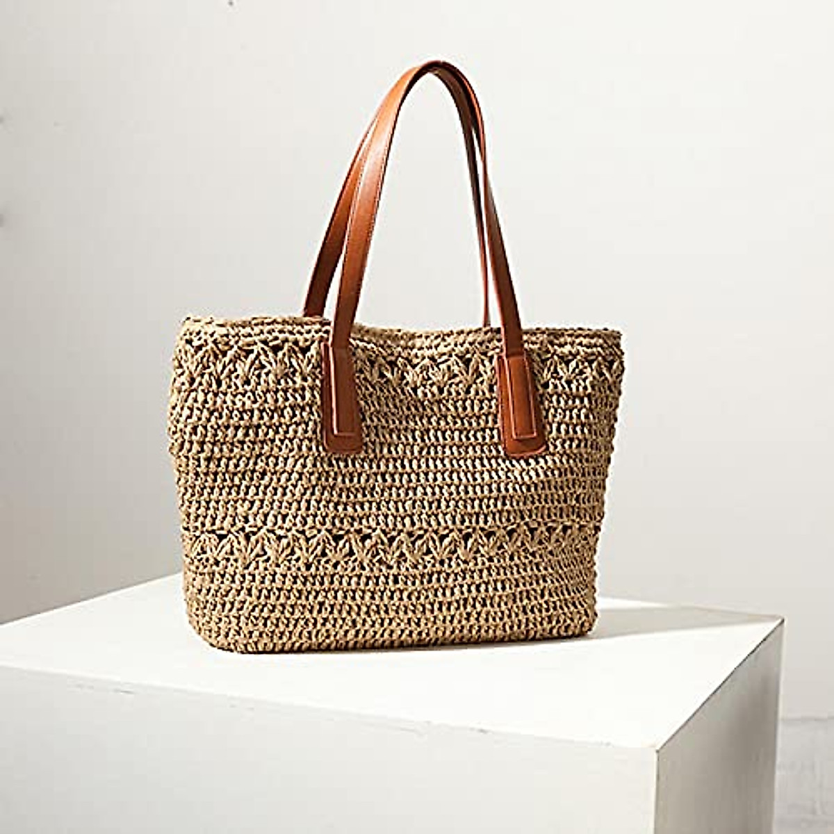 ZLKJMY Straw Cross-bodyBag Shoulder Bag,Woven Bag Female Straw Woven Bag one-Shoulder Portable Large-Capacity Rattan Bag Holiday Beach Bag (Color : 2)